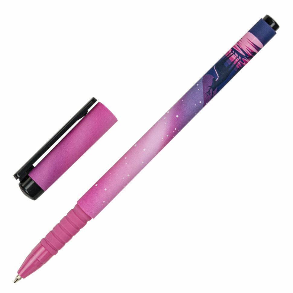 Ручка шариковая BRAUBERG SOFT TOUCH GRIP "STARS", синяя, мягкое покрытие, узел 0,7 мм, 143715, 36 штук, 143715