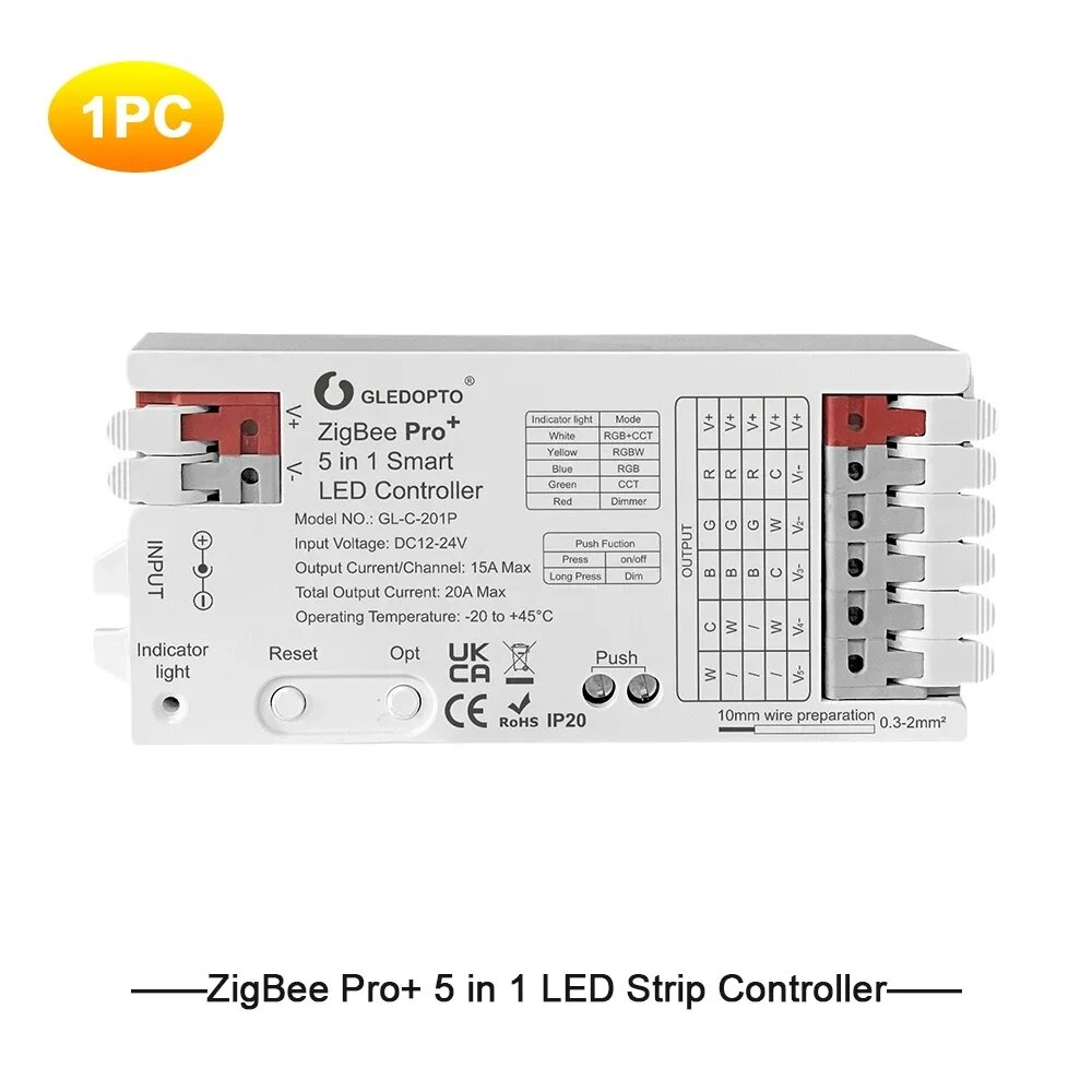GLEDOPTO ZigBee3.0 Pro+ RGB-контроллер 1PC 5in1 Pro Plus