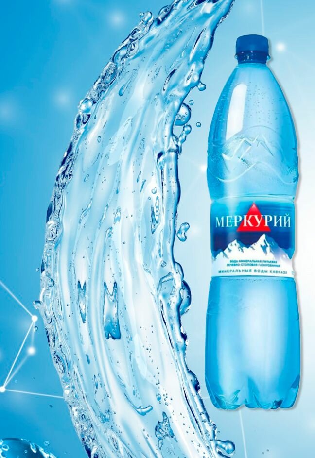 Вода минеральная газированная "меркурий" 1,5л 6шт