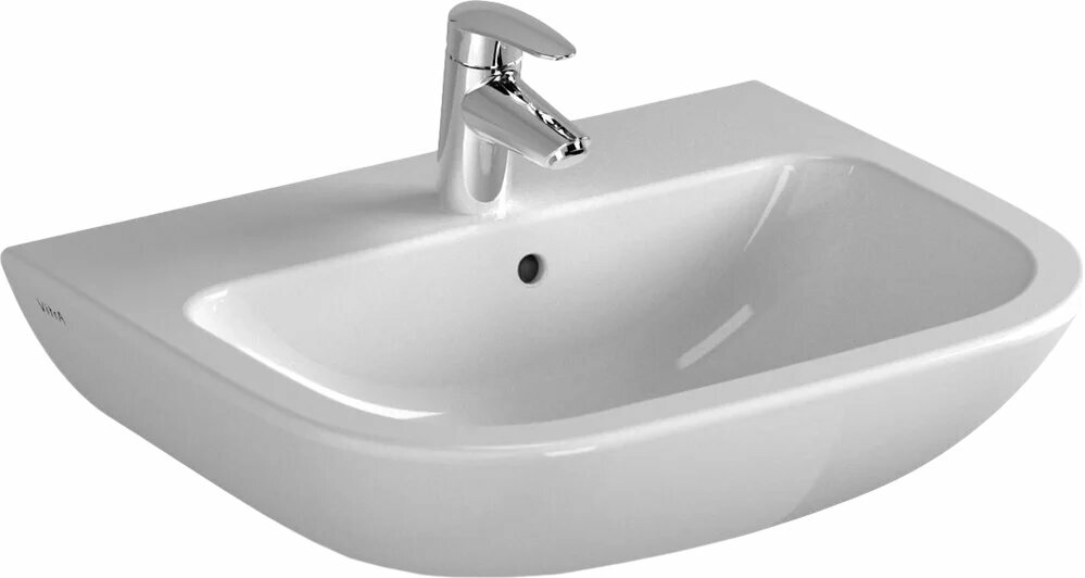 Раковина подвесная VitrA S20 5502B003-0001 55 подвесная, 55 см, фарфоровая, раковина для ванной, белая, полукруглая, со сливом-переливом