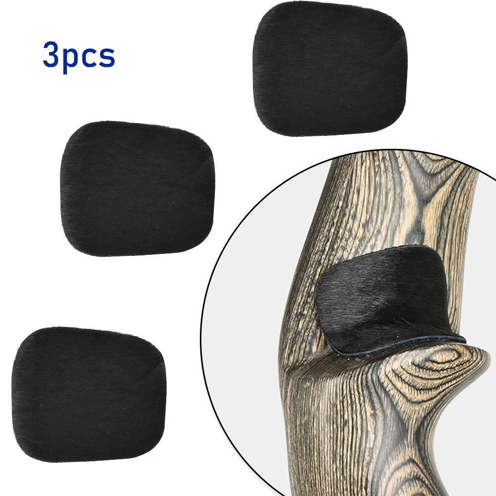 3 шт, меховая подставка для стрелы из лука, кожаная традиционная изогнутая клейкая полка для лука, длинный лук, подставка для стрел для охоты, черная