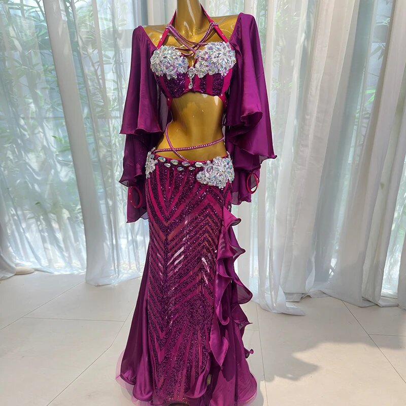 Сексуальный костюм для танца живота, бюстгальтер, длинная юбка, женский барабан, соло, египетская L