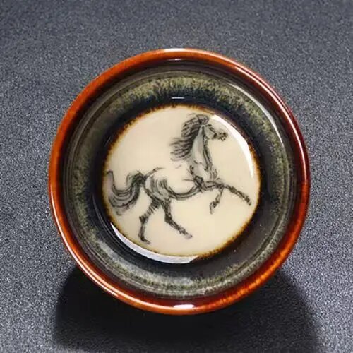 Керамическая чайная чашка Jianzhan в стиле ретро с изображением печи, кофейная чашка, бытовая чаша для воды, необработанная керамика, чайная чаша, посуда для напитков 65 мл, 07-7X3.8CM 65ML