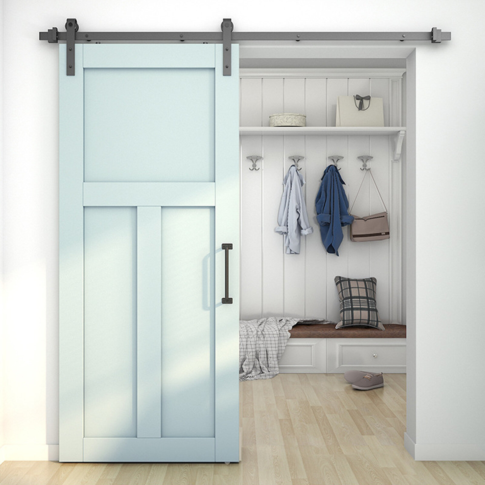 Дверная ручка из углеродистой стали, дверная ручка для сарая, металлические ручки для ворот, шкафа для гаража, внутреннего ящика черного цвета