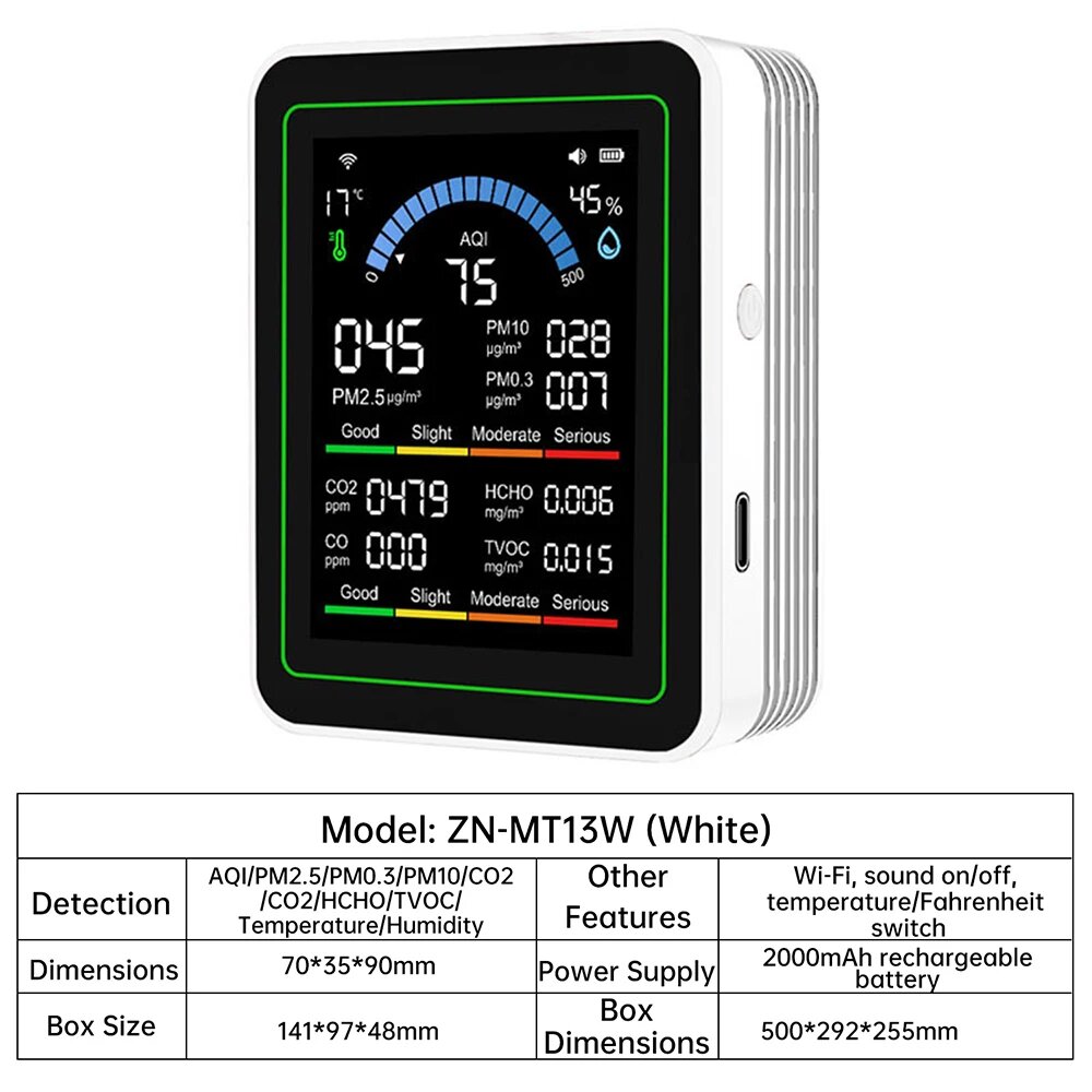 Aideepen Tuya WiFi Air Quality Detector A