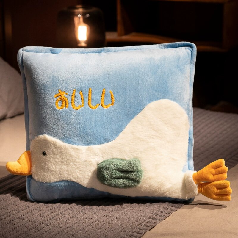 Большая подушка-гусь для девочек, плюшевая игрушка-кукла, тканевая кукла, подушка и одеяло 2-в-1, милая кукла для