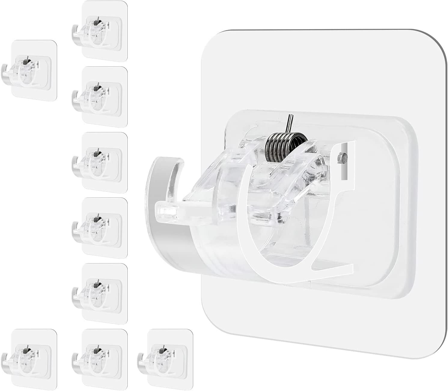 10шт Кронштейн для штанги Без сверления 8шт Самоклеющийся Наличник Штора Штанга Стена Кронштейн Крюк Регулируемый Штора Полотенце Держатель Фиксация Крюк Для Дом Банные Кухня Отель Использование Материал ABS Размер 6x6 см Совместимость Максимальный