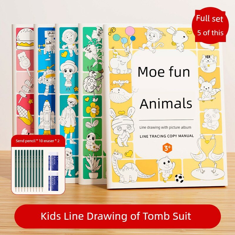 Набор из 5 раскрасок для дошкольников: темы Меха, Персонажей, Животных, Еды и Насекомых - активный комплект для малышей