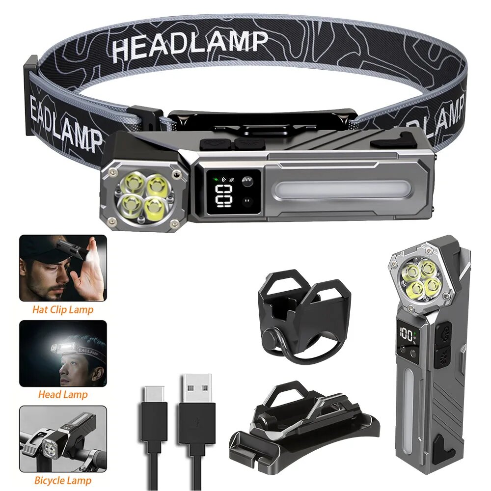 KDULIT COB налобный фонарь 1500LM 7500 мАч USB T341-A Sensor