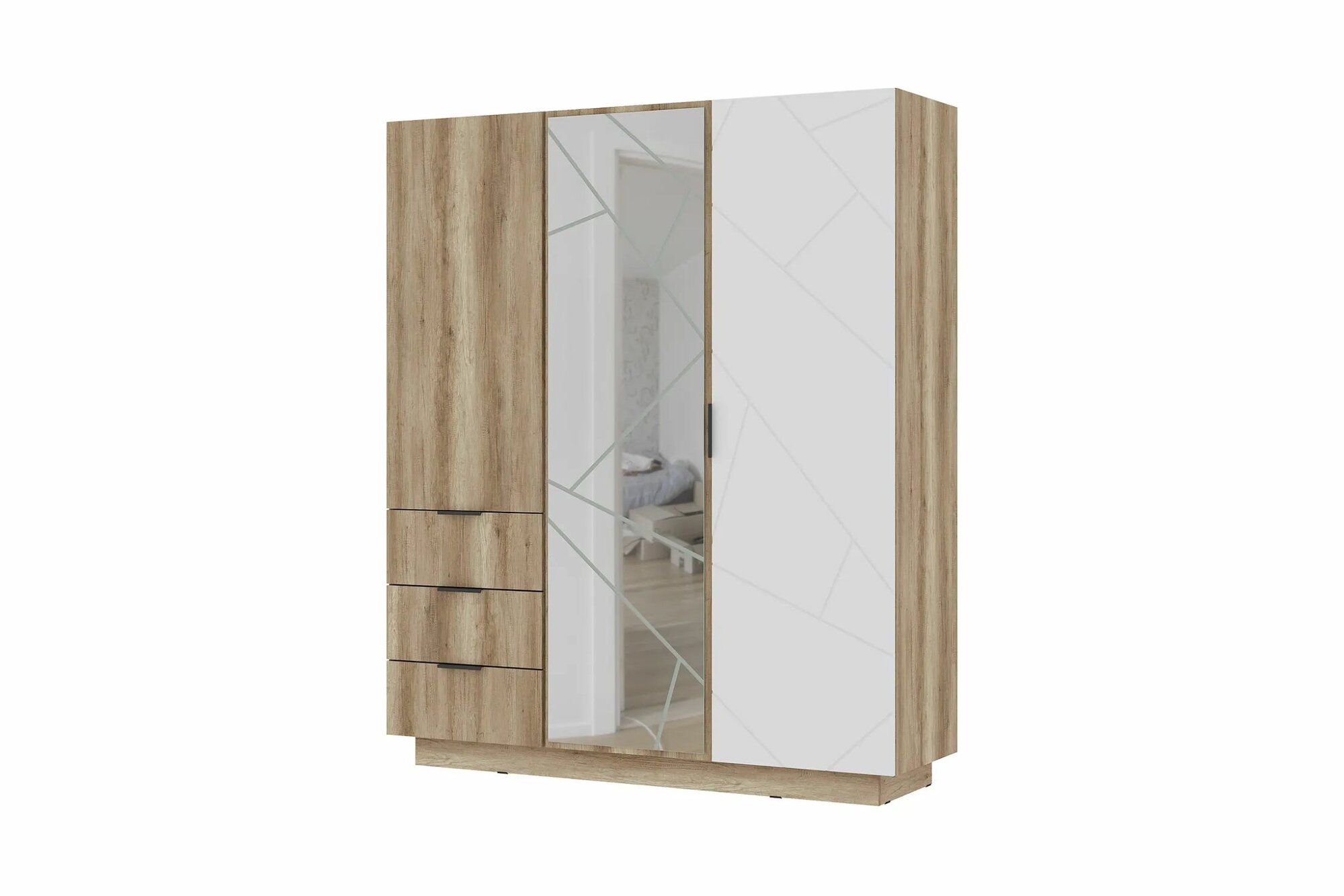 Шкаф 3-х створчатый Даллас ШК 01 дуб каньон / софт вайт