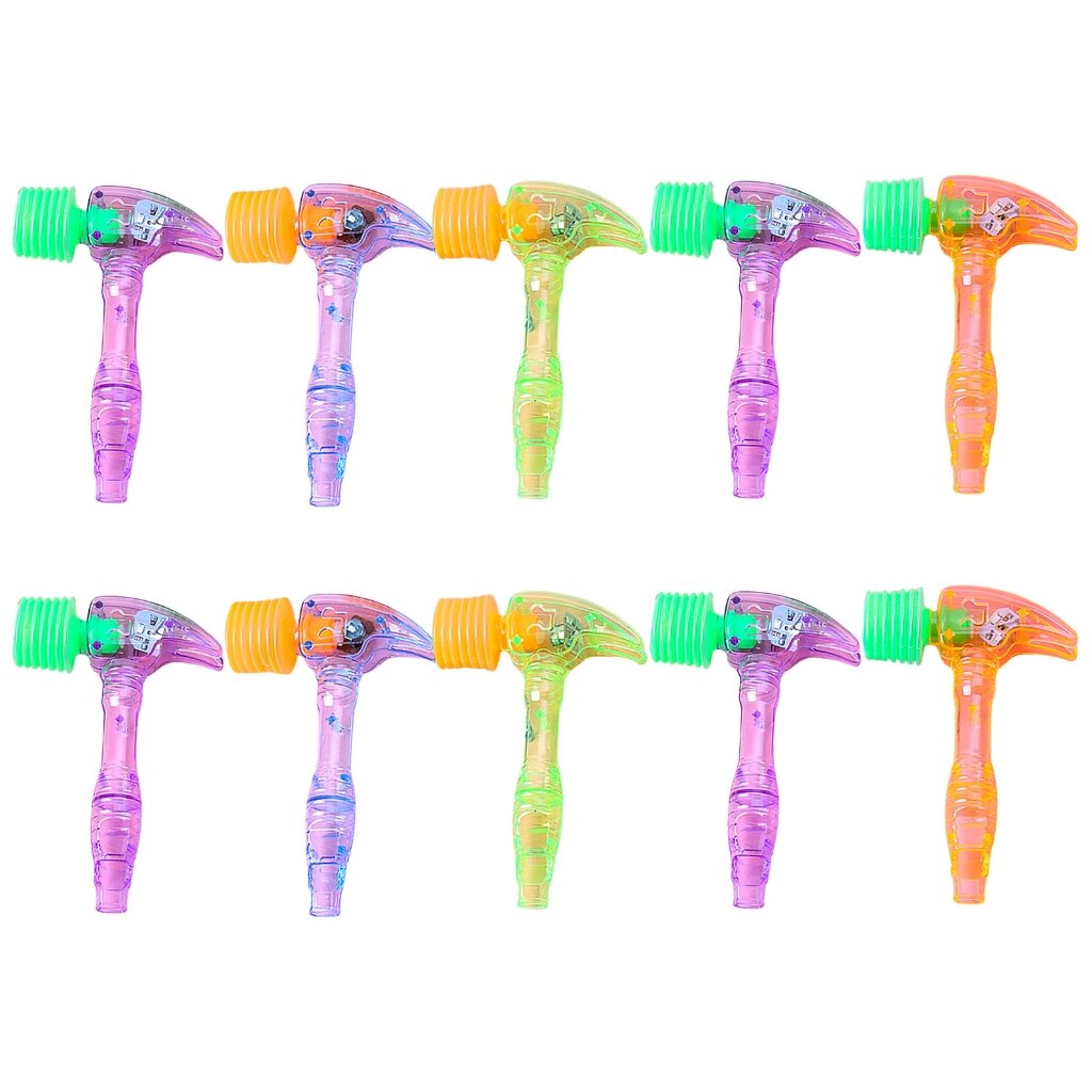 1 упаковка из 10 вибрирующих светящихся игрушек-молотков (случайный цвет)