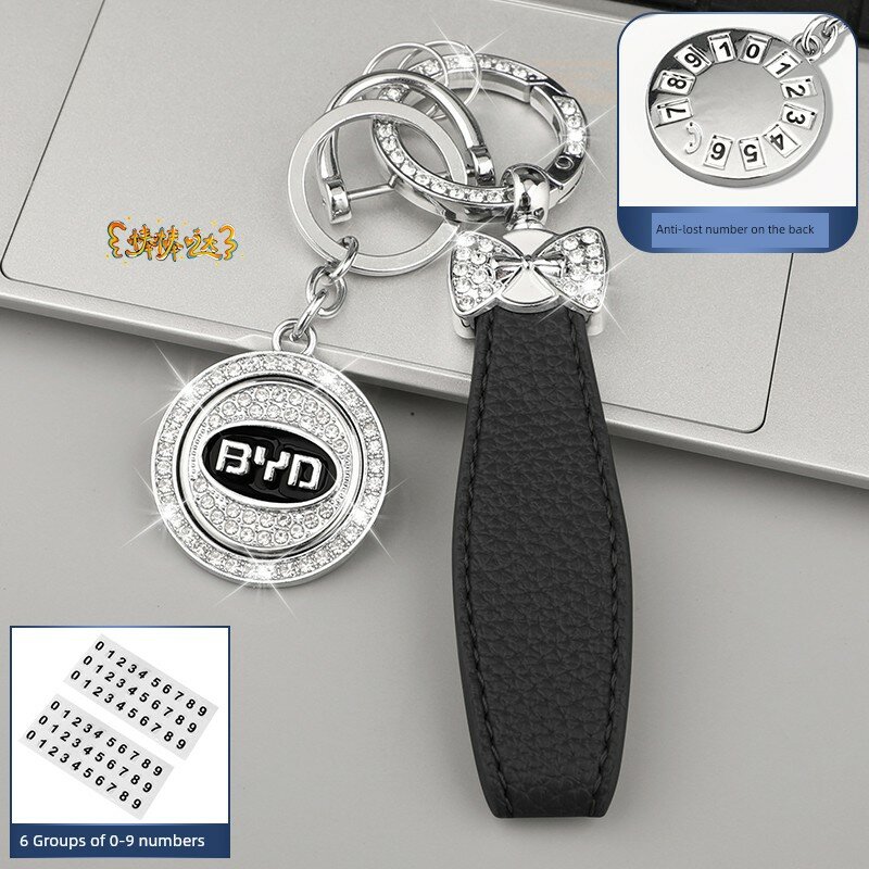 Брелок для ключей автомобиля для женщин, новый изысканный аксессуар для сумки с бриллиантовым бантом, брелок с номером