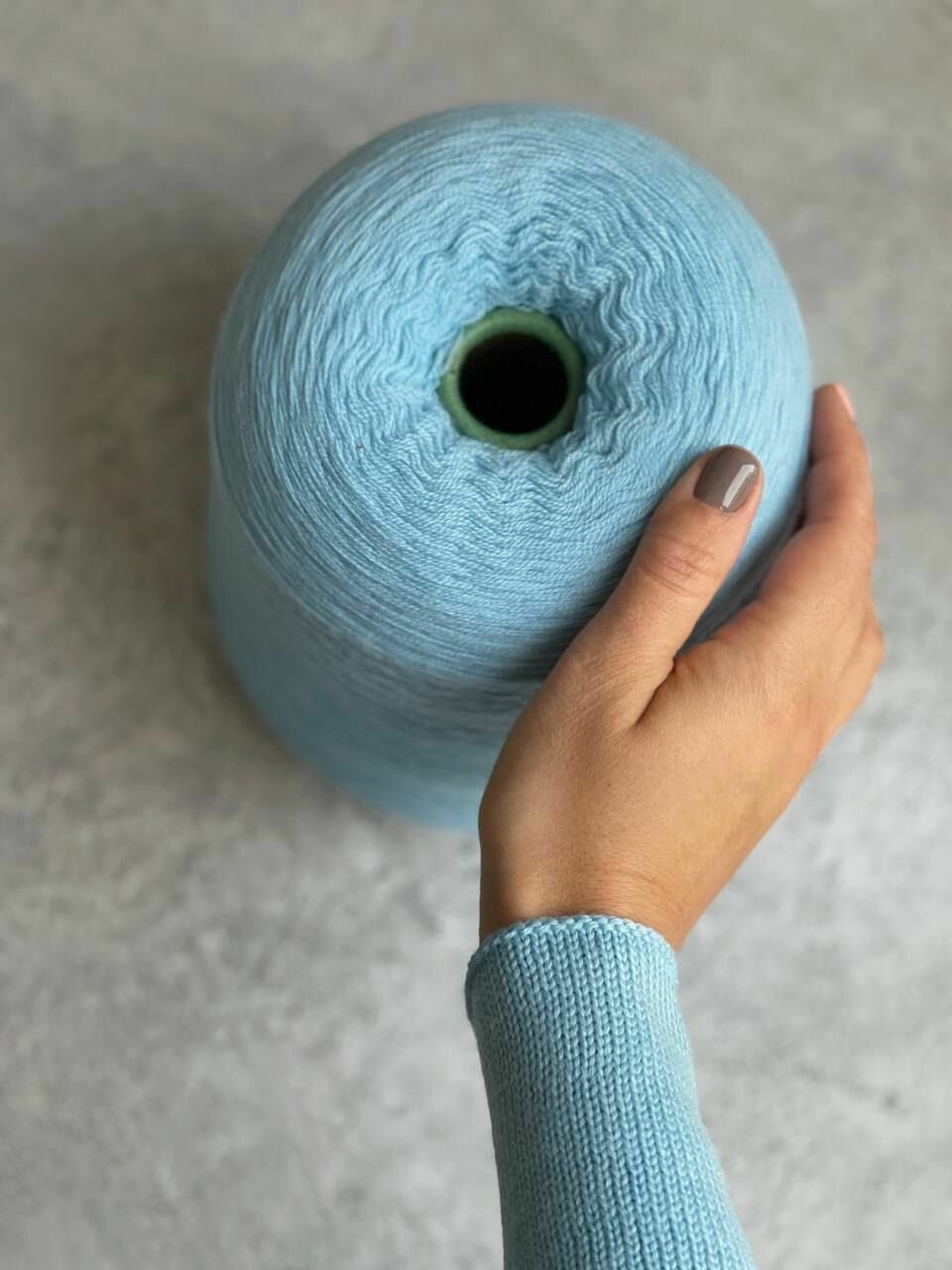 Пряжа бобинная для вязания, 100% меринос, Италия, Голубой, 100г-1500м