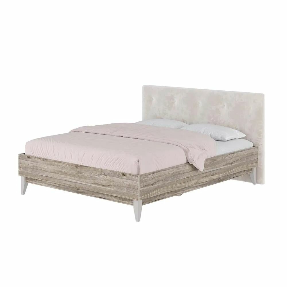 Кровать 1,6 м "Скандика" КР-19 дуб смоки + изголовье (БТС)