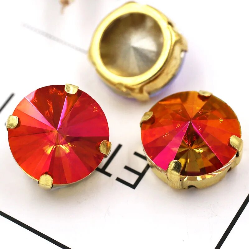 Серьги со стразами Rivoli Star Pink на золотой оправе