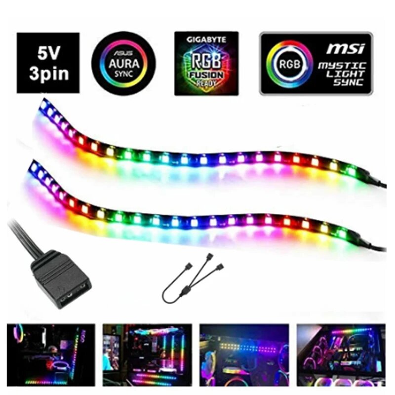 Светодиодная лента Rainbow ARGB WS2812B 30 LED 1 м для ПК 50cm strip set, non waterproof, 30leds 1m