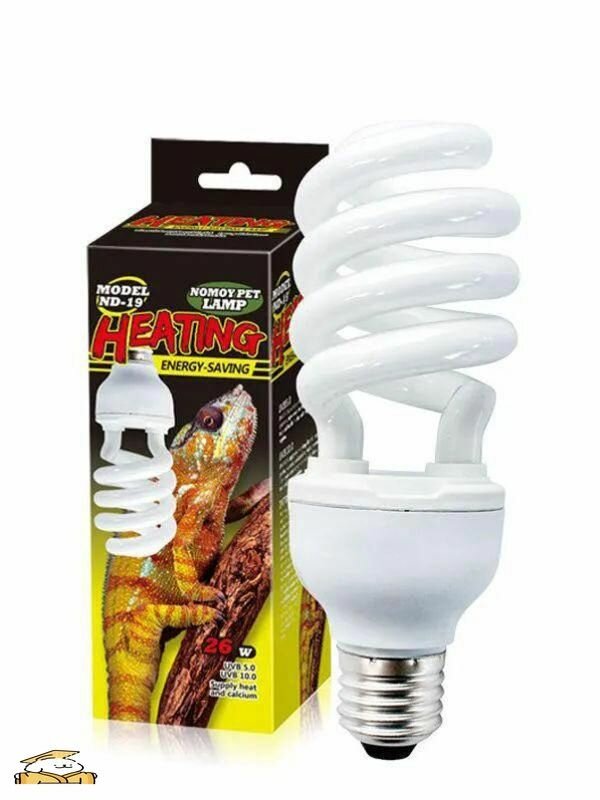 Ультрафиолетовая лампа 5.0 UVB 26Вт цоколь Е27 УФ лампочка в террариум для рептилий черепах змей