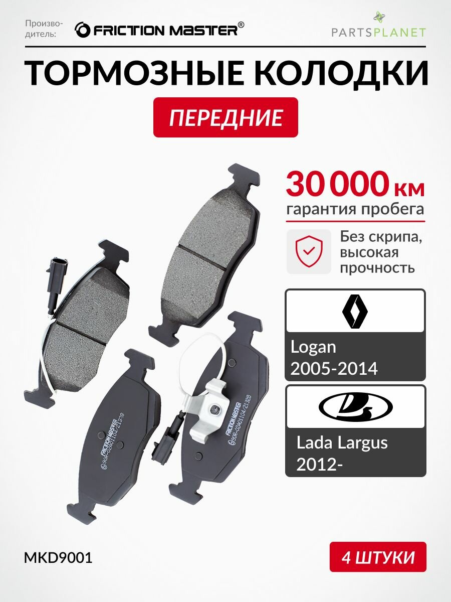 Тормозные колодки передние на Ваз Лада Ларгус, Рено Логан