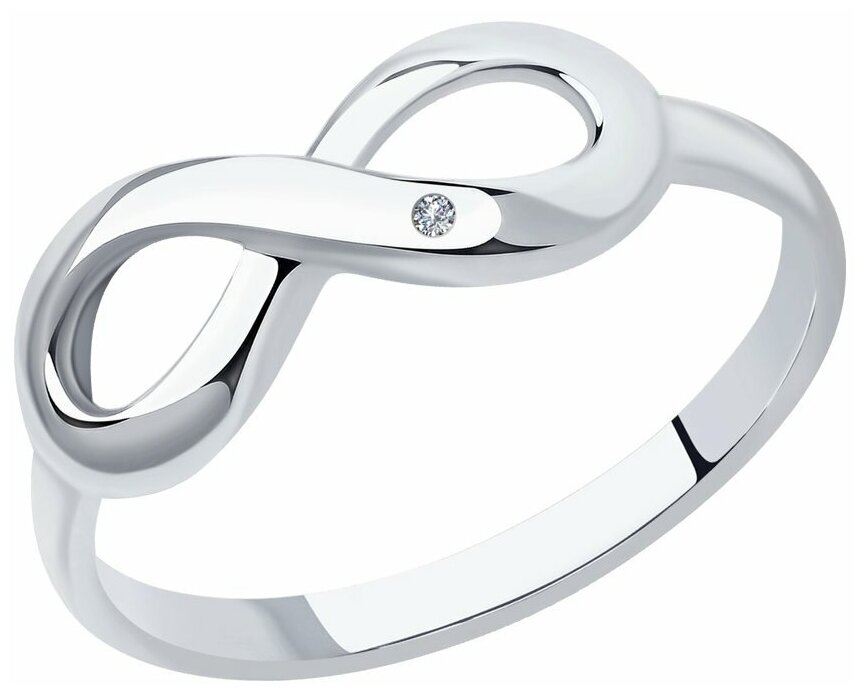 Кольцо, серебро, 925 проба, родирование, бриллиант