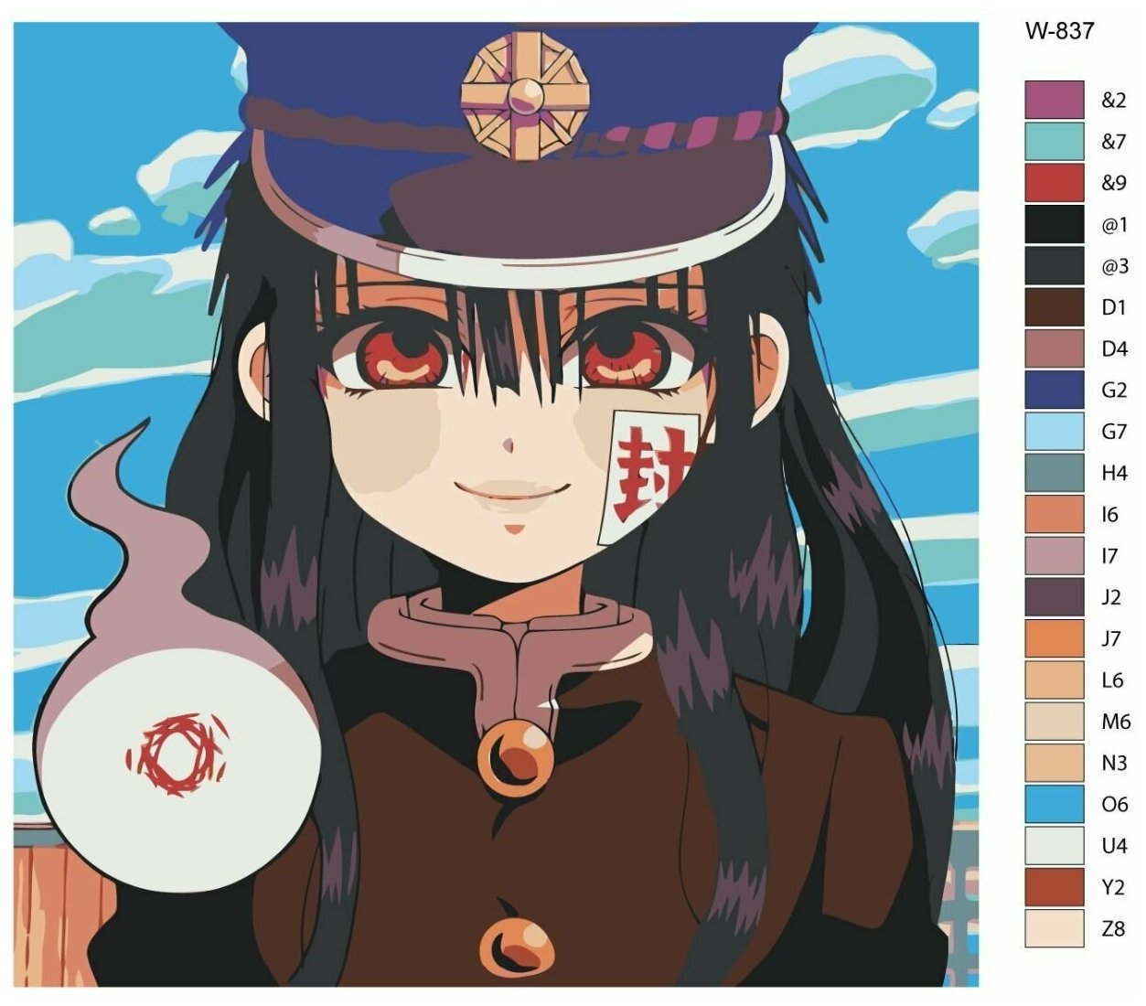 Картина по номерам W-837 "Аниме туалетный мальчик Ханако" 40х40