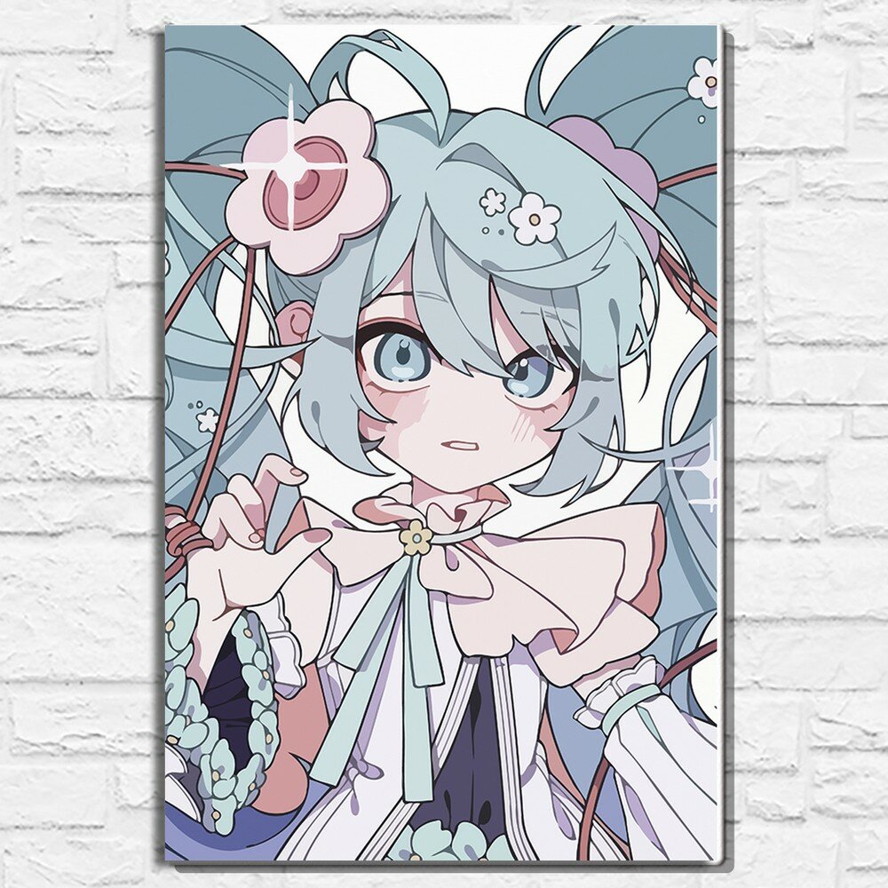 Картина по номерам на холсте аниме мику хацунэ (вокалоид, синаморолл, девушка) - 14915 60х40