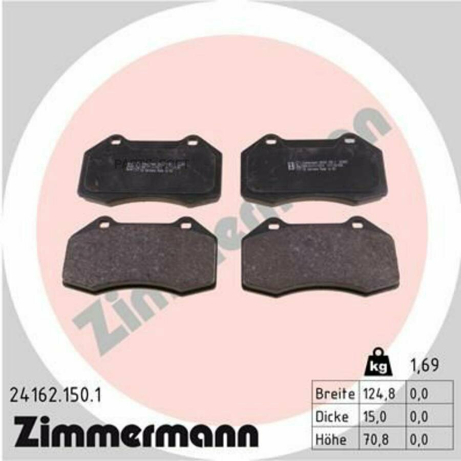 ZIMMERMANN 24162.150.1 колодки ПЕР REN MEGANE II 2.0I 03-