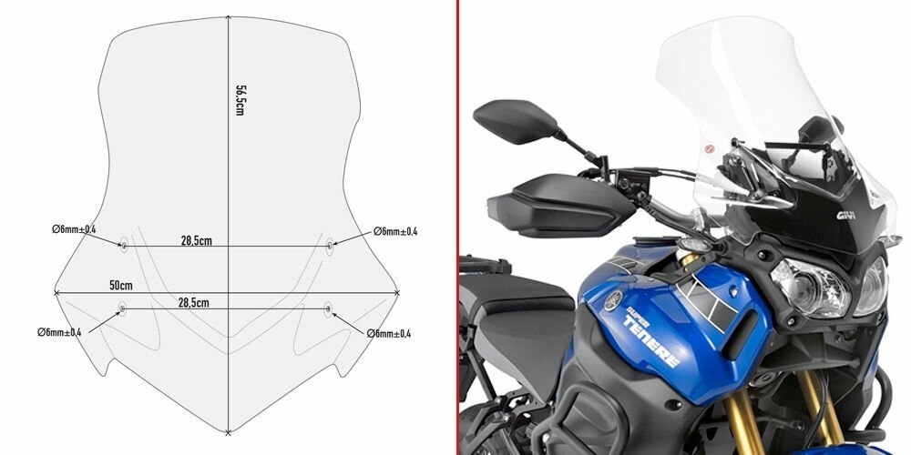 Стекло ветровое GIVI D2119ST для YAMAHA XT1200Z SUPER TENERE '10-20
