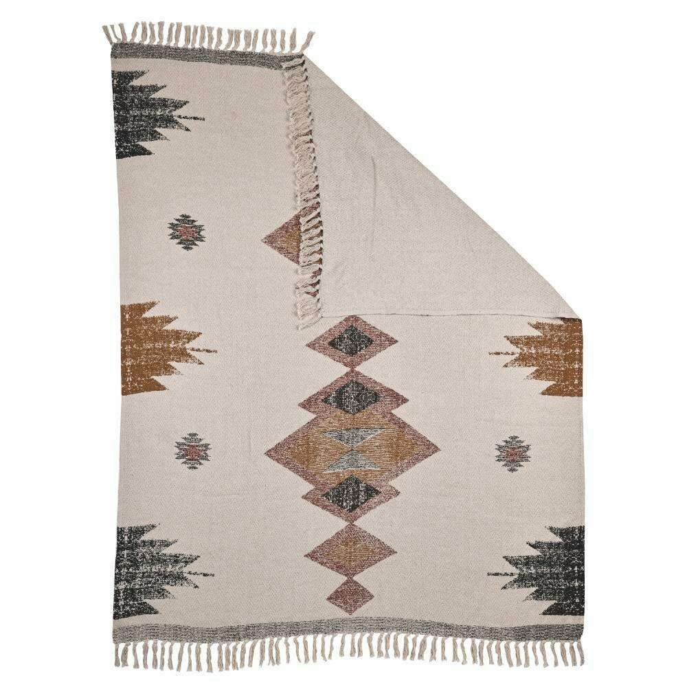 Плед EGLO "CHEVERY", хлопок, 100%, бахрома, геометрический рисунок, черный, 170х130см — фото 1