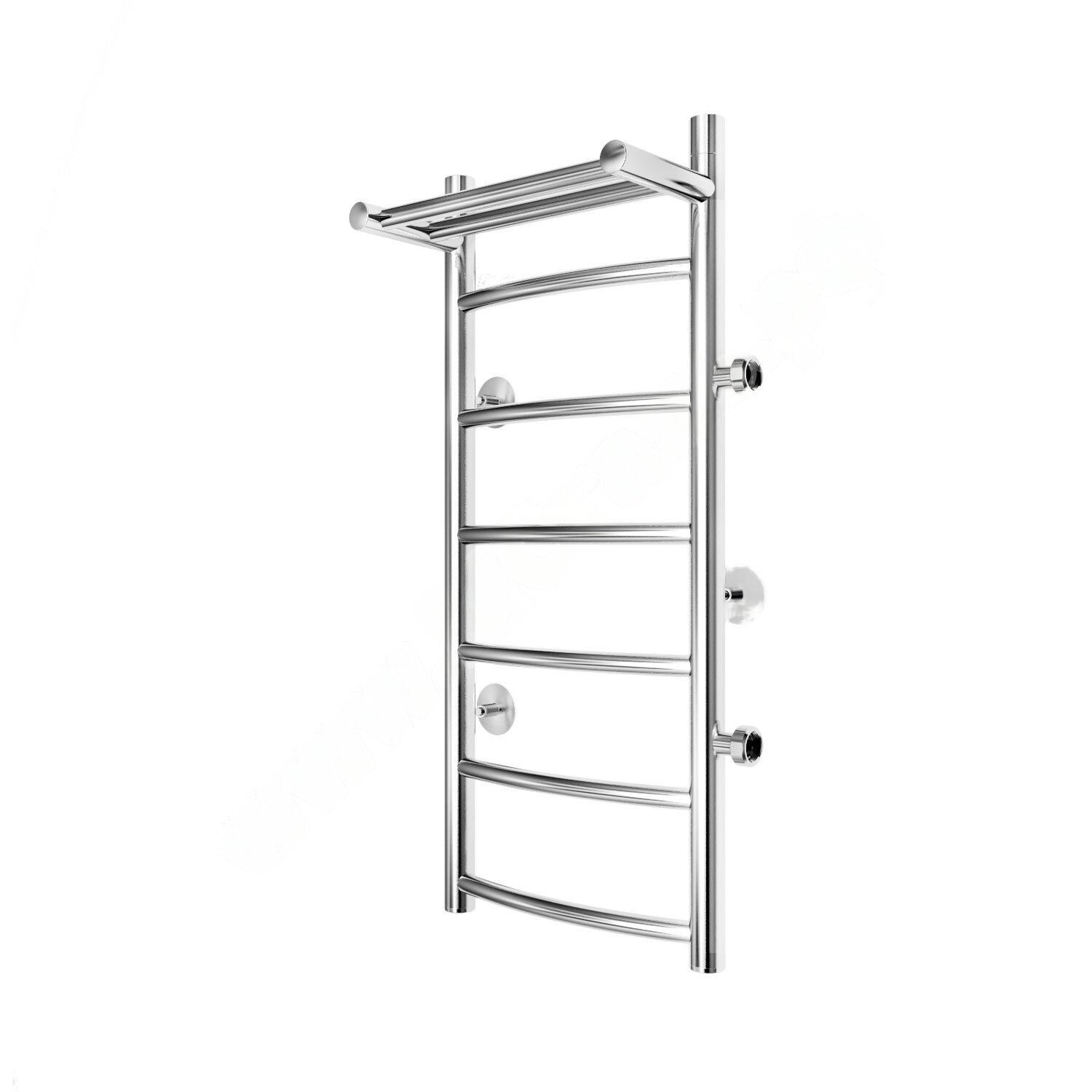 Водяной узкий полотенцесушитель Дуга с полкой 300x800 боковое подключение 320 слева