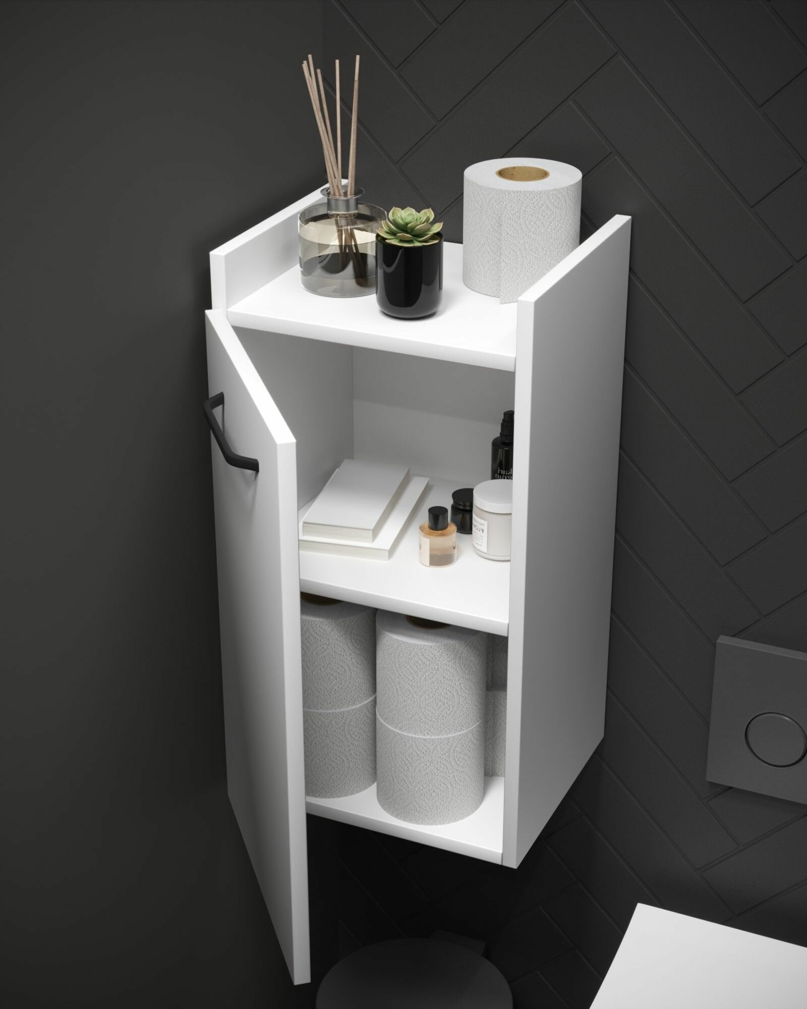 Шкаф навесной для ванной белый