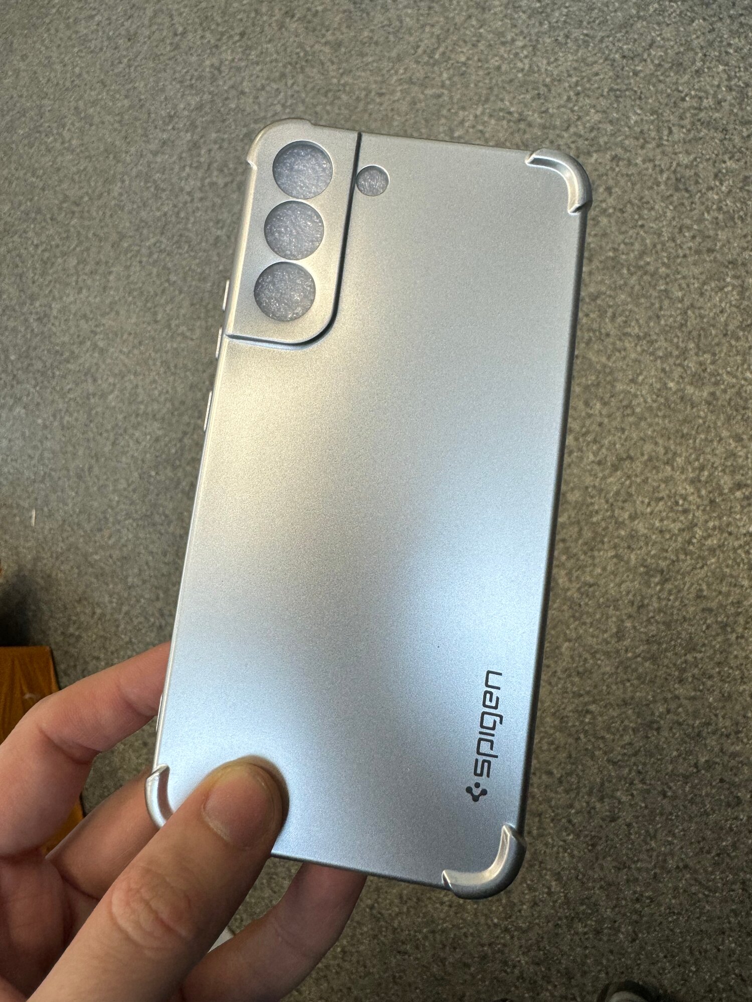 Чехол панель накладка бампер MyPads SPIGEN для Samsung Galaxy S22 Plus + (SM-S906B) тонкая силиконовая крышка противоударная серебристая MyPads