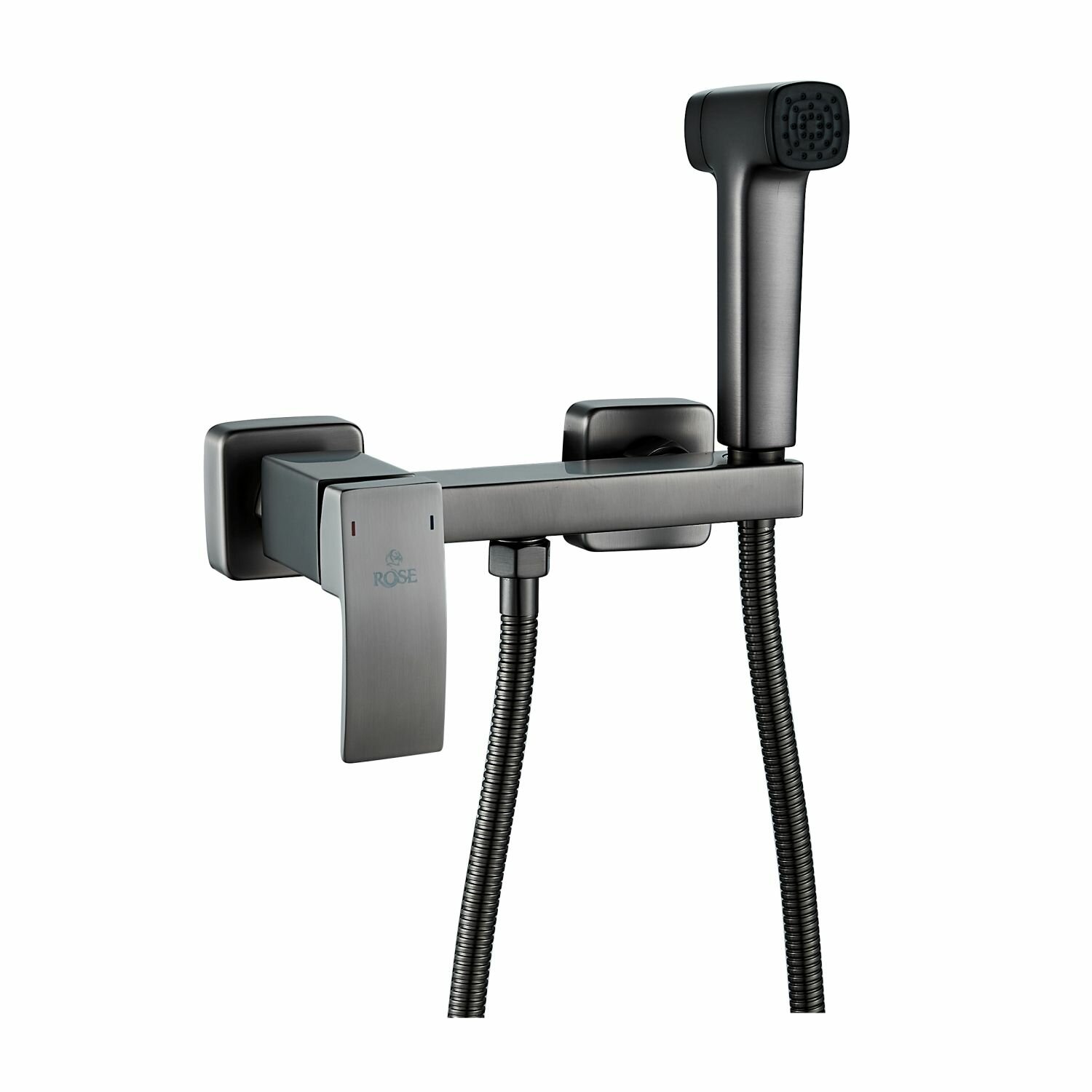 Смеситель с гигиенической лейкой Rose R1505T-1, оружейная сталь