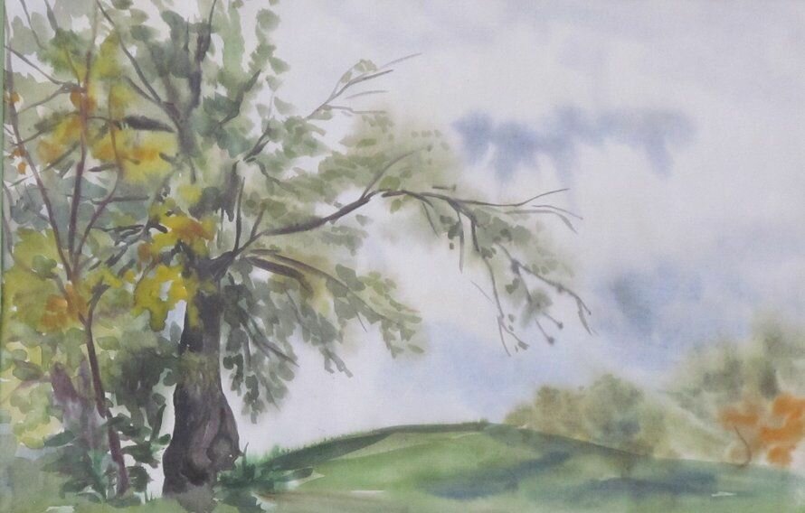 ART-Salon at Oktyabrskaya авторская картина "В парке" 24х36 см, бум, акварель; ручная работа;