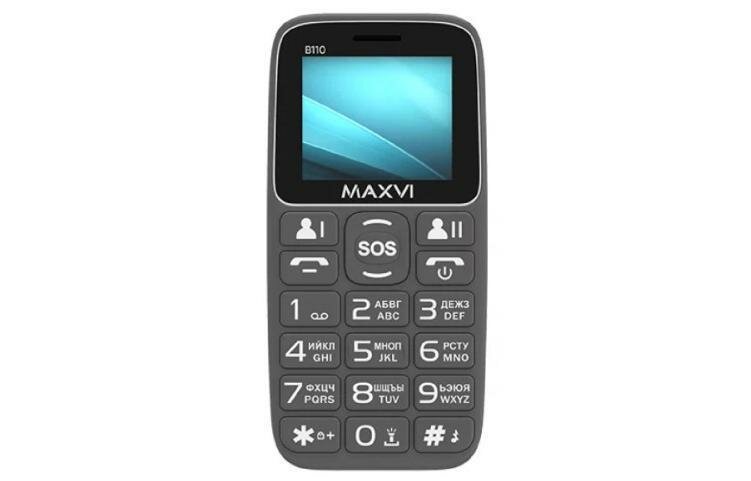 Мобильный телефон Maxvi B110 Серый 2 sim 1.77″ Цветной TN 2G 1000 mAh