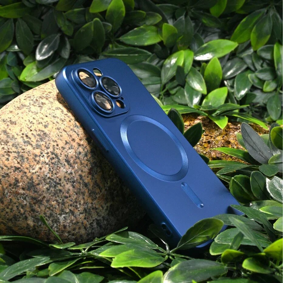 Чехол глянцевый iPhone 14 Pro с Magsafe/Айфон 14 Pro Синий