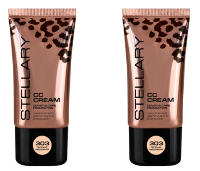 СС-крем для лица Stellary CC-Cream Hyaluronic Acid Vitamin A and E, тон 303, 25 мл, 2 шт