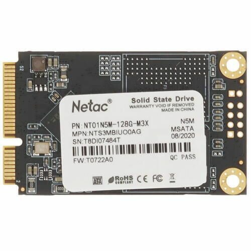 128 ГБ MSATA накопитель Netac N5M (NT01N5M-128G-M3X) - mSATA, чтение - 560 Мбайт/сек, запись - 520 Мбайт/сек, 3D NAND, 3 бит TLC