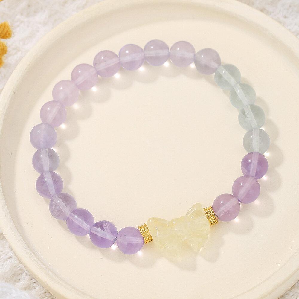 Браслет, флюорит, хрусталь, бисер