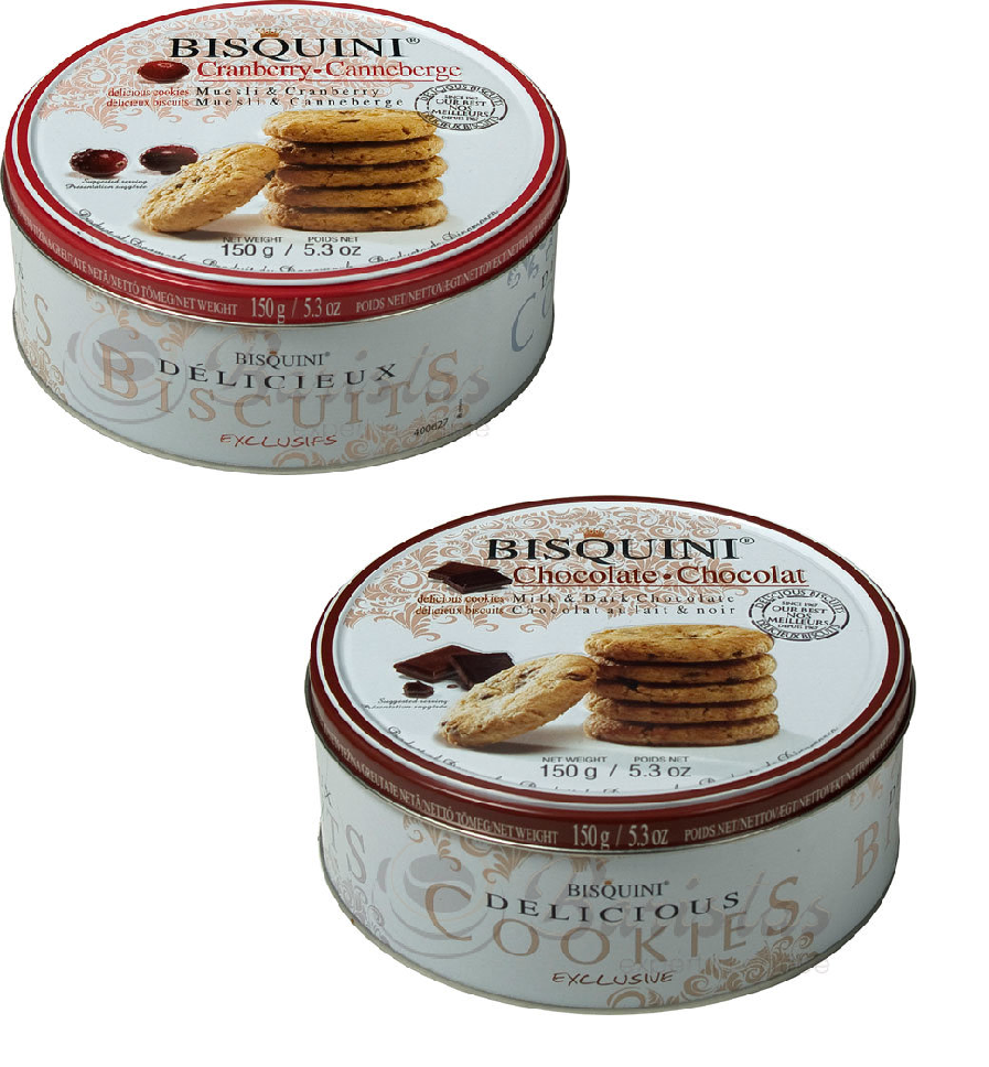 Bisquini датское печенье Клюква и Шоколадное (2 банки x 150г) (20182222)