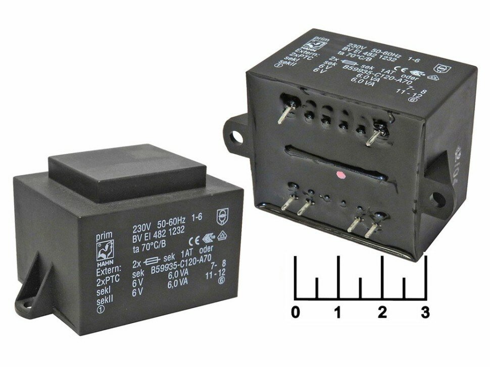 Трансформатор 2*6V 1A BVEI 482 1232