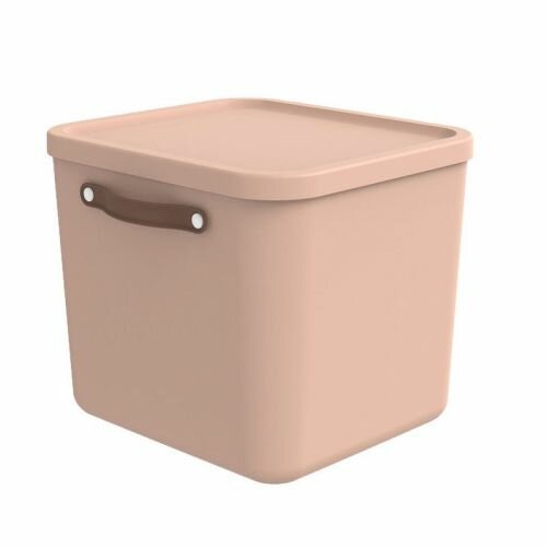 Ящик Rotho Maloja для хранения вещей, пластиковый с крышкой и ручкой, розовый, 40 л (1055203071)