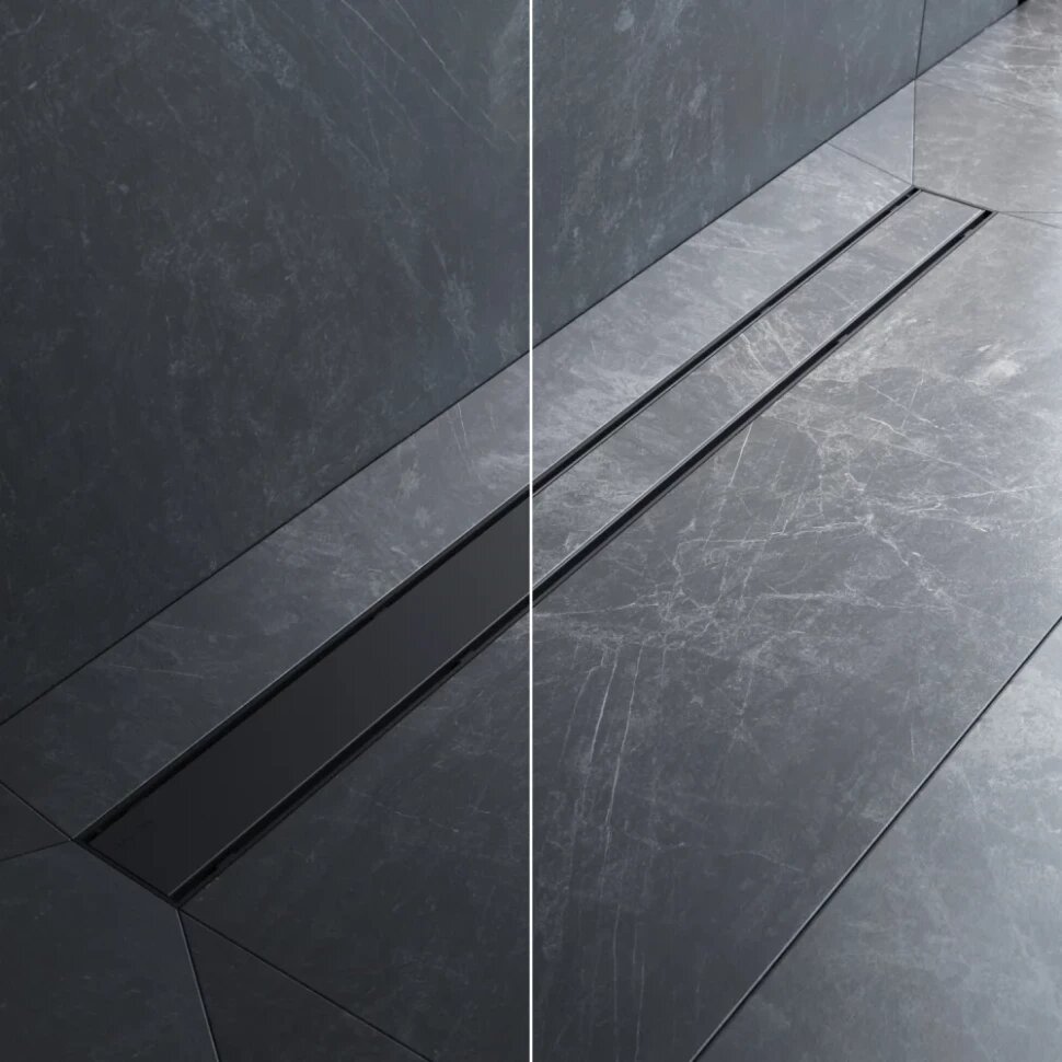 Душевой трап (лоток) Am.Pm PrimeFlow W02SC-U11-090-04BM 89,4 см, с решеткой, 2 в 1 под плитку, черный матовый