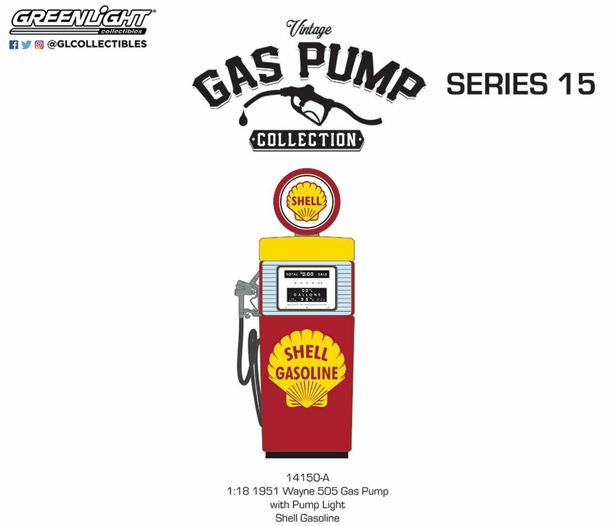 Бензоколонка Wayne 505 Gas Pump "SHELL" 1951, масштабная модель коллекционная