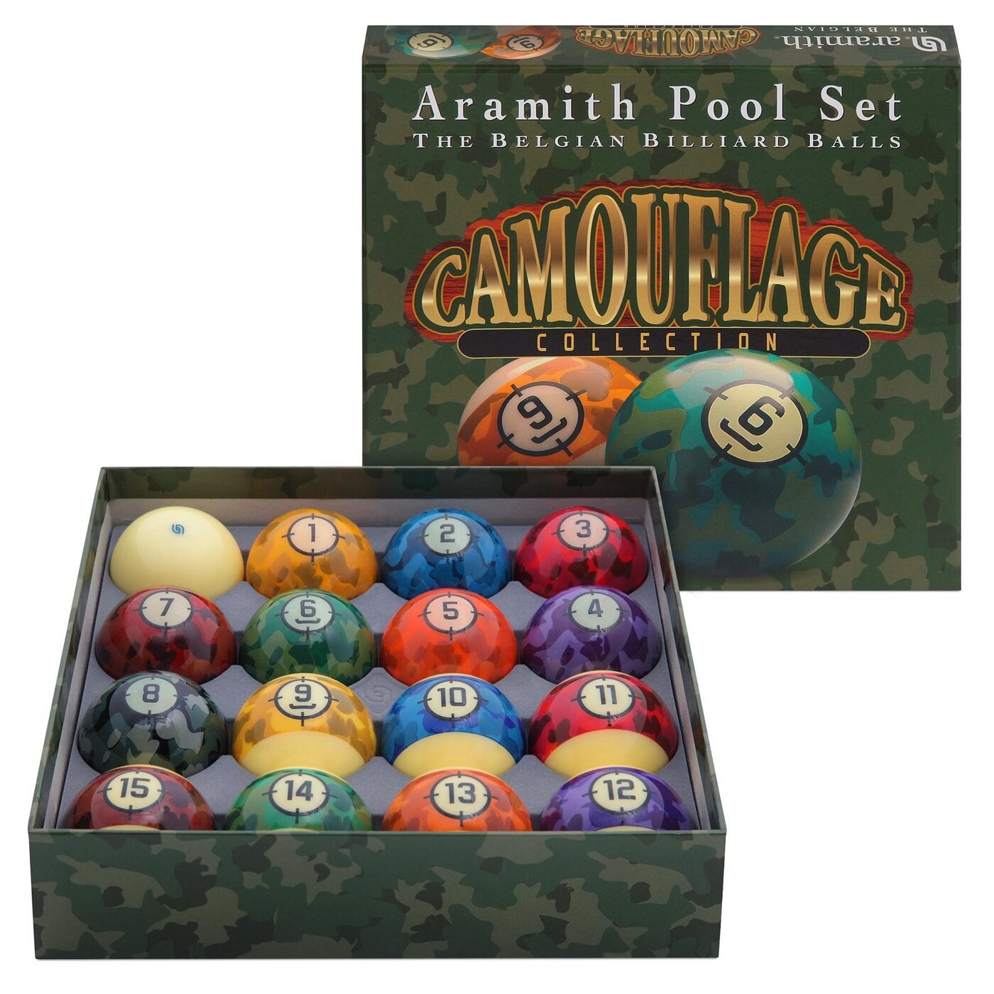 Комплект шаров для бильярда Aramith Camouflage Pool 57,2 мм