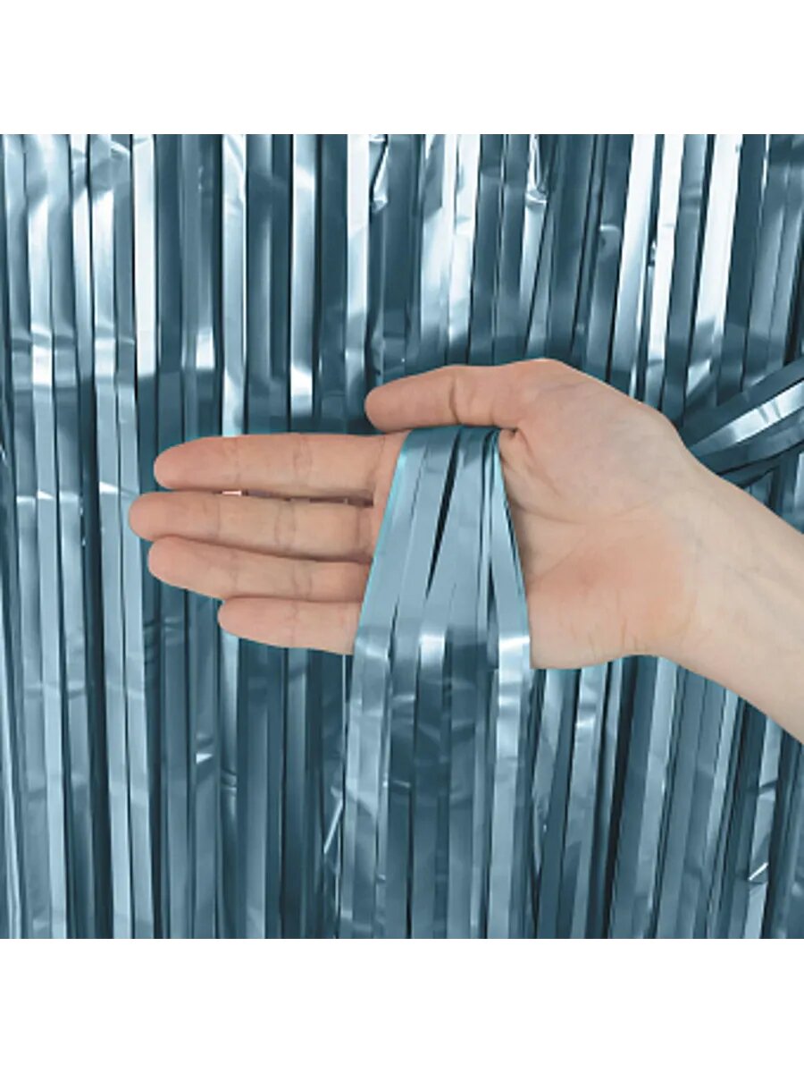 1шт. Занавес Дождик Голубой, Матовый металл, 100*200 см, 1 ш