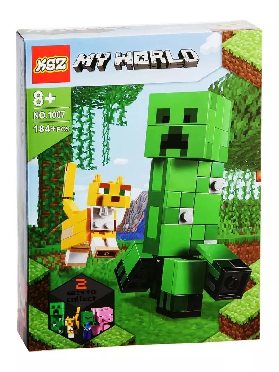 Конструктор My World мир Minecraft Майнкрафт Крипер и Оцелот