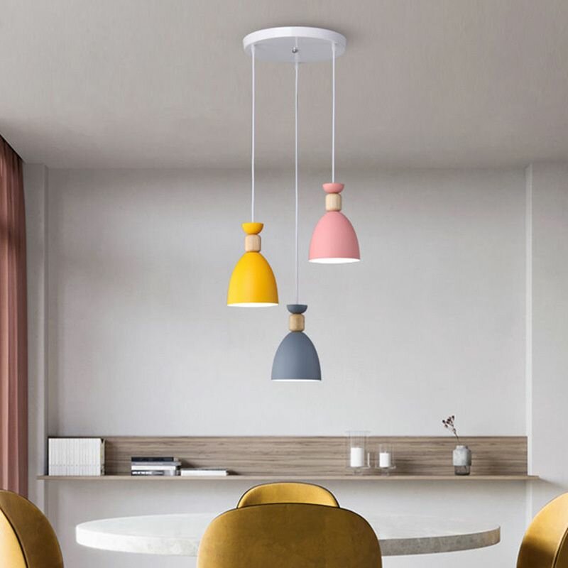 Потолочная люстра на 3 головки с тремя подвесными светильниками, E27