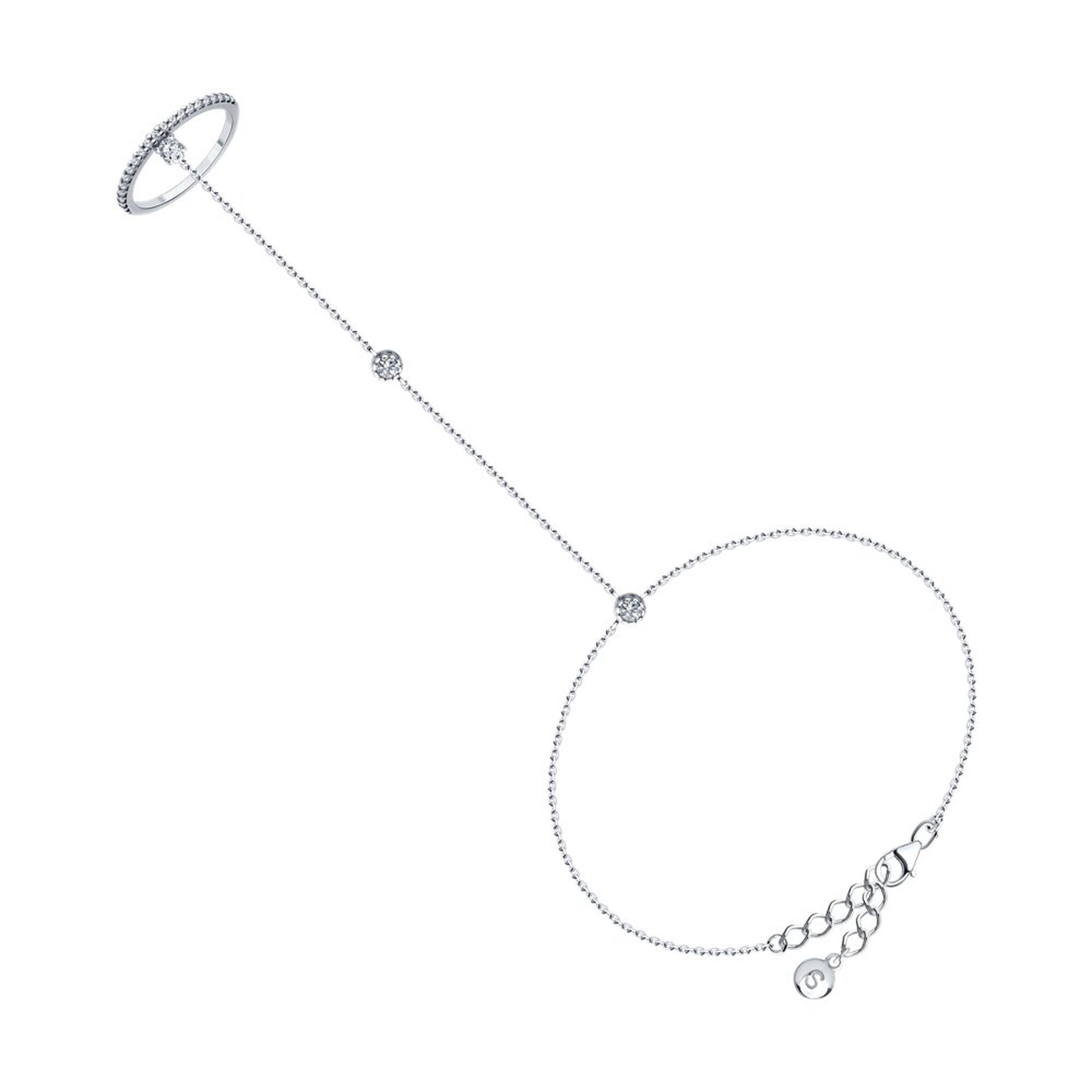 Браслет, серебро, 925 проба, родирование, фианит