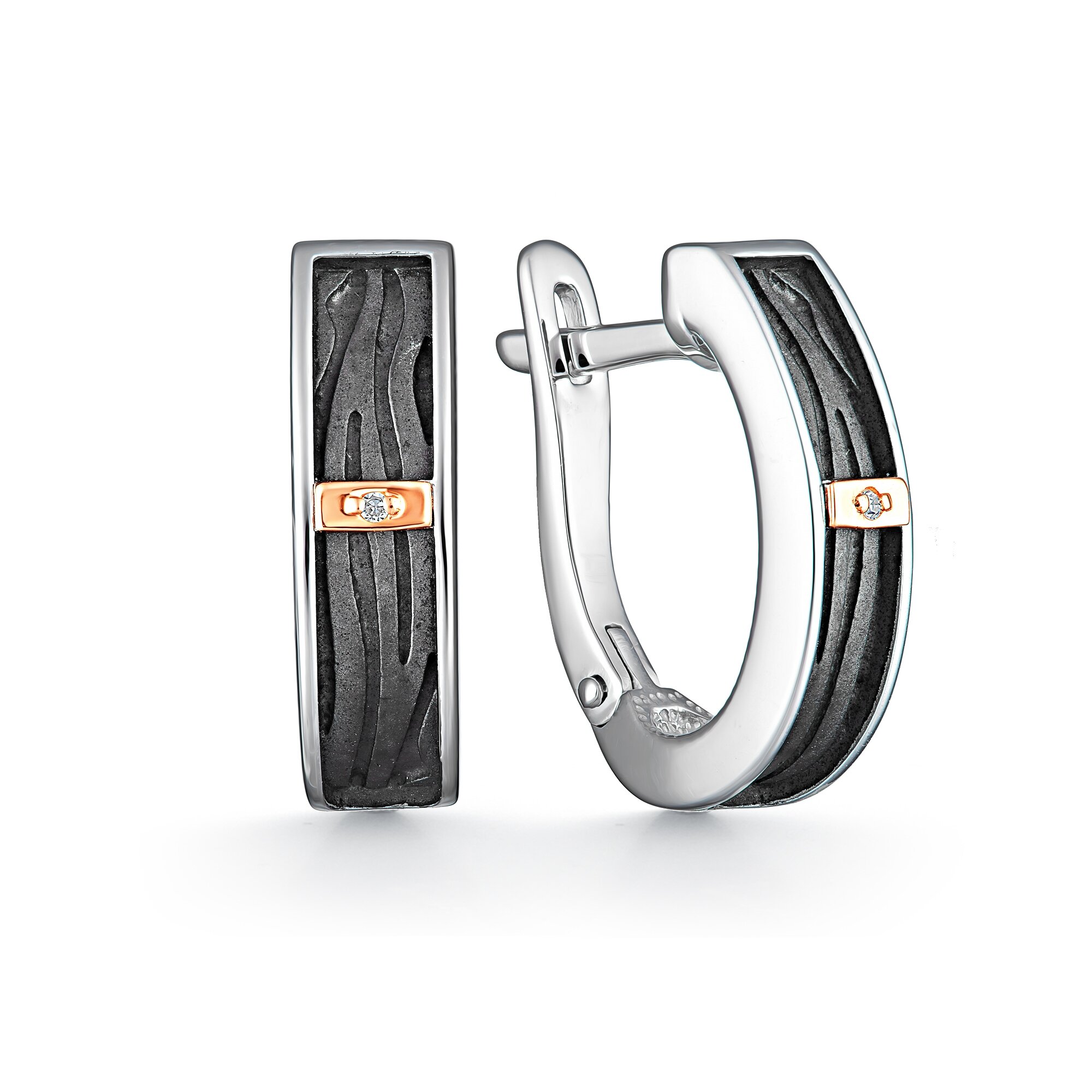 Серьги, серебро, 925 проба, родирование, бриллиант