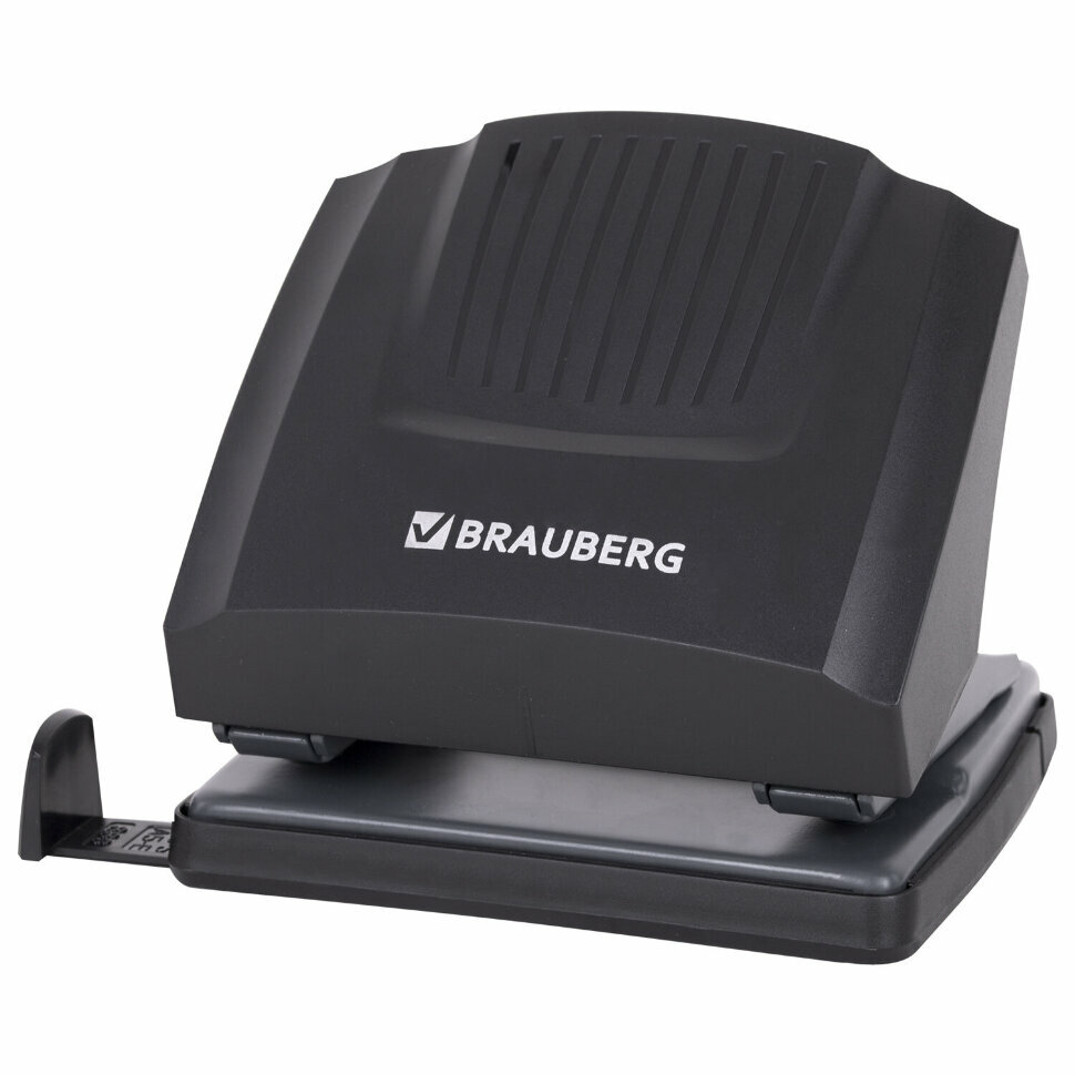 Дырокол BRAUBERG "SUPER", до 30 листов, черный, 272744, 272744